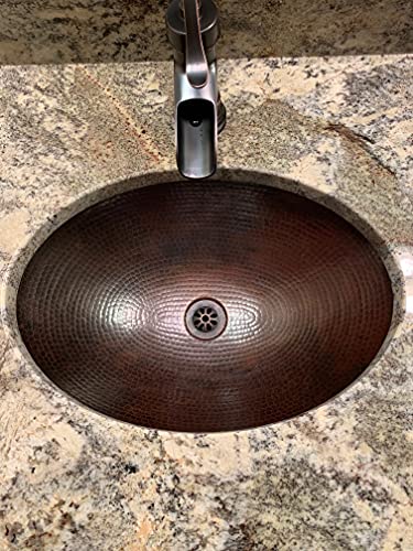 SimplyCopper 19" Oval Aged Copper Bathroom Sink Under Mount or Drop In