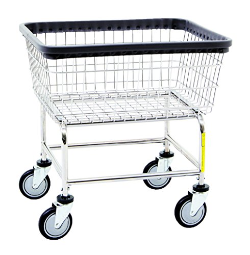 R&B Wire™ 100D Narrow Heavy Duty Wire Laundry Cart, 2 Bushel, Chrome, Made in USA