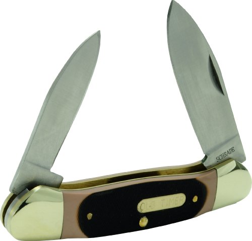 Old Timer 11OT Large Canoe 6.1in S.S. Traditional Folding Knife with 2.5in Drop Point Blade and Sawcut Handle for Outdoor, Hunting, Camping and EDC