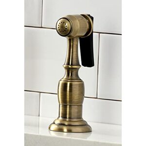 Kingston Brass KS1273ALBS Heritage 8-Inch Kitchen Bridge Faucet with Brass Sprayer, Antique Brass