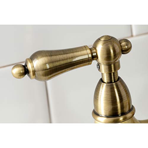 Kingston Brass KS1273ALBS Heritage 8-Inch Kitchen Bridge Faucet with Brass Sprayer, Antique Brass