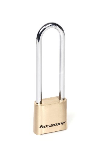 Sesamee K440 4 Dial Bottom Resettable Combination Brass Padlock with 4-Inch Hardened Steel Shackle and 10,000 Potential Combinations