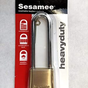 Sesamee K440 4 Dial Bottom Resettable Combination Brass Padlock with 4-Inch Hardened Steel Shackle and 10,000 Potential Combinations