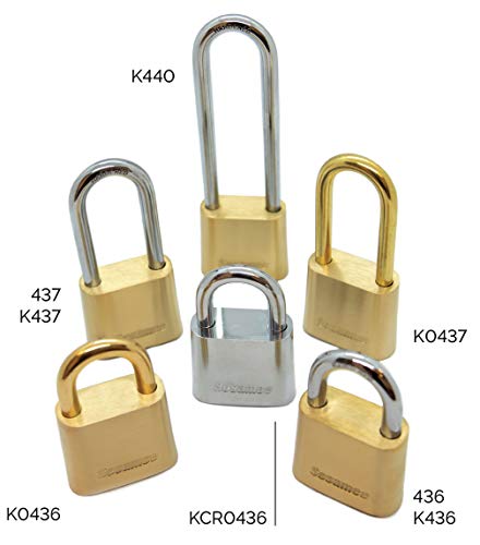 Sesamee K440 4 Dial Bottom Resettable Combination Brass Padlock with 4-Inch Hardened Steel Shackle and 10,000 Potential Combinations