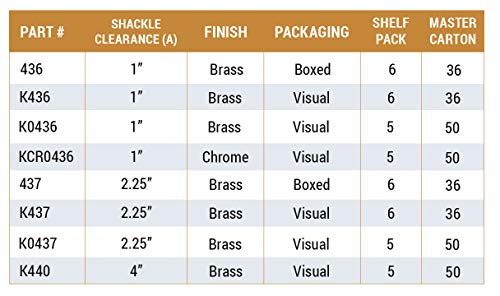 Sesamee K440 4 Dial Bottom Resettable Combination Brass Padlock with 4-Inch Hardened Steel Shackle and 10,000 Potential Combinations