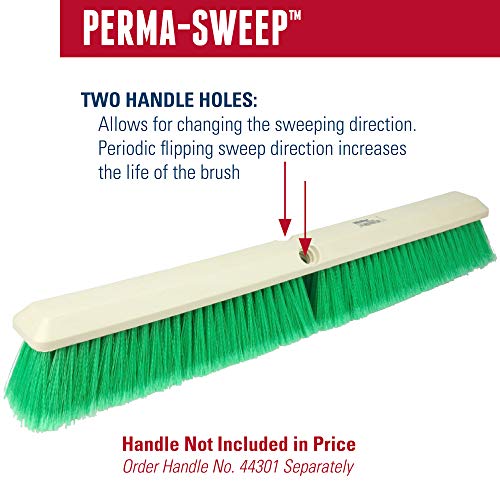 Weiler 42164 Perma-Sweep Polystyrene Fine Sweep Floor Brush, 2-1/2" Width, 24" Overall Length, Green