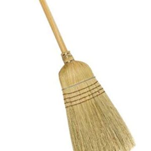 Weiler 44008 Corn Fiber Heavy-Duty Wire Banded Warehouse Broom with Wood Handle, 1-1/2" Head Width, 57" Overall Length, Tan