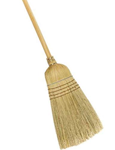 Weiler 44008 Corn Fiber Heavy-Duty Wire Banded Warehouse Broom with Wood Handle, 1-1/2" Head Width, 57" Overall Length, Tan