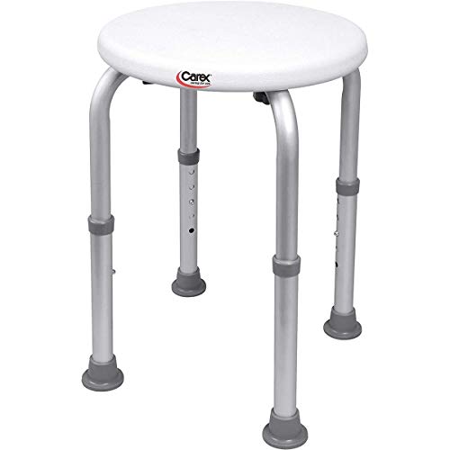 Carex Compact Shower Stool - Adjustable Height Bath Stool and Shower Seat - Aluminum Bath Seat That Supports 250lbs, Shower Chair for Inside Shower