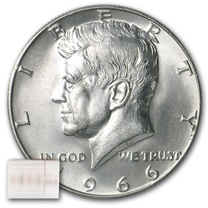 1965 - 1969 $10 face value 40% kennedy half dollar (rolls - bu)