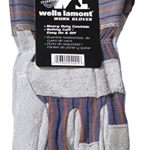 Wells Lamont 2 Pair Pack Men's Leather Work Gloves with Heavy Duty Reinforced Palms, Large (4006N-WNW) , Grey