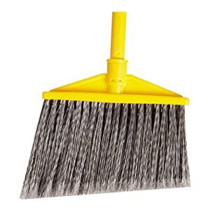 Rubbermaid Commercial 637500Gy Angled Large Broom, Poly Bristles, 46 7/8-Inch Metal Handle, Yellow/Gray