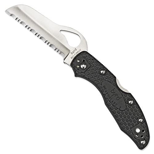 Byrd Meadowlark 2 Rescue Lightweight Knife with 3.05" Stainless Steel Sheepfoot Blade and High Performance Black FRN Handle - SpyderEdge - BY19SBK2