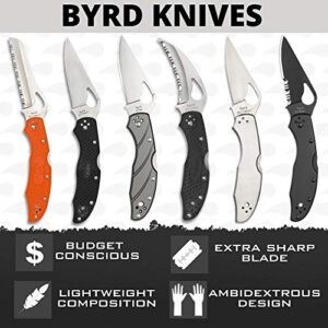 Byrd Meadowlark 2 Rescue Lightweight Knife with 3.05" Stainless Steel Sheepfoot Blade and High Performance Black FRN Handle - SpyderEdge - BY19SBK2