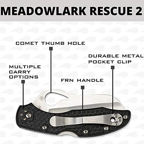 Byrd Meadowlark 2 Rescue Lightweight Knife with 3.05" Stainless Steel Sheepfoot Blade and High Performance Black FRN Handle - SpyderEdge - BY19SBK2