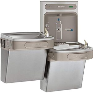 elkay ezh2o bottle filling station & versatile bi-level ada cooler, filtered 8 gph stainless