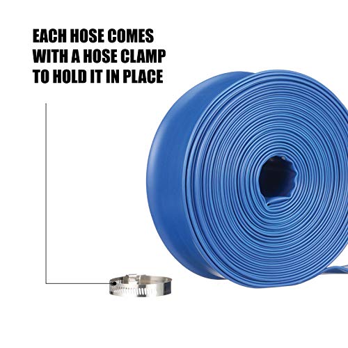 Blue Devil 75-Foot Backwash Hose for Pool with Hose Clamp, 2" W x 75' L