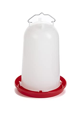 Plastic Poultry Drinker (3 Gallon) - Little Giant - Heavy Duty Plastic Gravity Fed Water Container Jar (Red) (Item No. 7906)