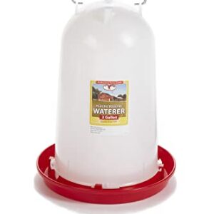 Plastic Poultry Drinker (3 Gallon) - Little Giant - Heavy Duty Plastic Gravity Fed Water Container Jar (Red) (Item No. 7906)