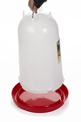 Plastic Poultry Drinker (3 Gallon) - Little Giant - Heavy Duty Plastic Gravity Fed Water Container Jar (Red) (Item No. 7906)