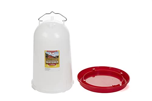 Plastic Poultry Drinker (3 Gallon) - Little Giant - Heavy Duty Plastic Gravity Fed Water Container Jar (Red) (Item No. 7906)