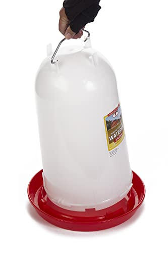 Plastic Poultry Drinker (3 Gallon) - Little Giant - Heavy Duty Plastic Gravity Fed Water Container Jar (Red) (Item No. 7906)