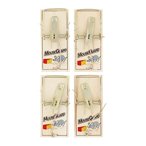 Pestguard Classic TM2 Wooden Mouse Traps – (Pack of 4) Effective, Reusable, and Humane Solution for Mouse Control. Eco-Friendly and Cost-Effective. Includes Bait Trigger Mechanism