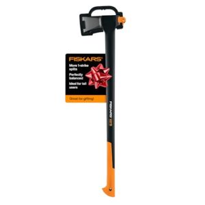 fiskars x27 super splitting axe - wood splitter for medium to large size logs with 36" shock-absorbing handle - black