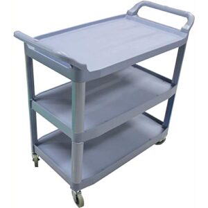 impact 7006 gray 3 shelf bussing cart, 40" length x 20" width x 38" height