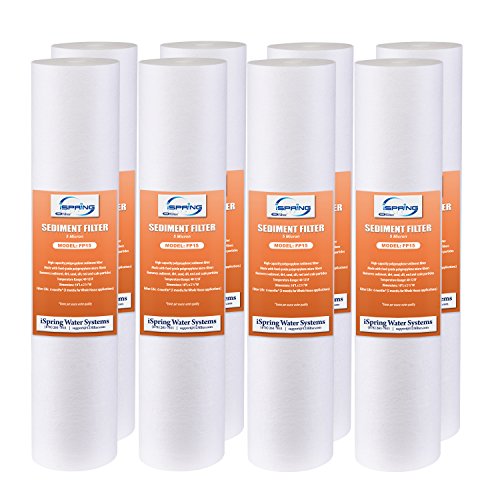 iSpring 10"x2.5" Multi-Layer PP FP15X8 Universal Sediment Filter Cartridges 5 micron 8-Pack White