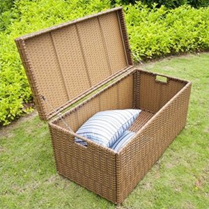 jeco wicker patio storage deck box in honey