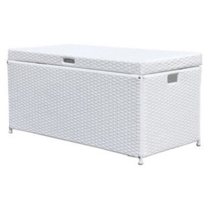 outdoor 70 gallon wicker deck storage box color: white