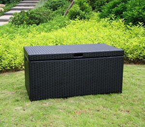 jeco wicker patio storage deck box in black