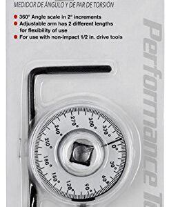 Performance Tool M205 1/2-Inch Torque Angle Gauge Tool, 360 Degree Angle Scale