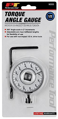 Performance Tool M205 1/2-Inch Torque Angle Gauge Tool, 360 Degree Angle Scale