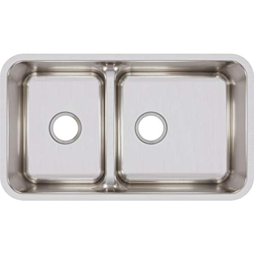 Elkay ELUHAQD32179 Lustertone Classic 40/60 Double Bowl Undermount Stainless Steel Sink with Aqua Divide