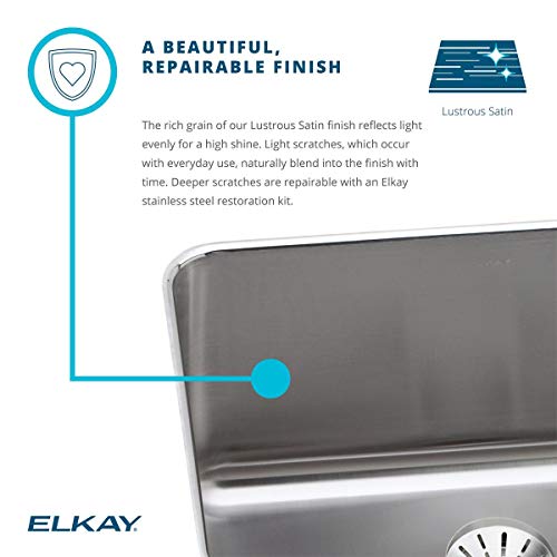 Elkay ELUHAQD32179 Lustertone Classic 40/60 Double Bowl Undermount Stainless Steel Sink with Aqua Divide