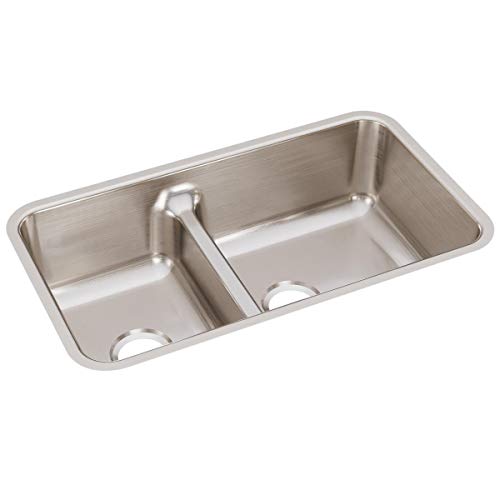 Elkay ELUHAQD32179 Lustertone Classic 40/60 Double Bowl Undermount Stainless Steel Sink with Aqua Divide