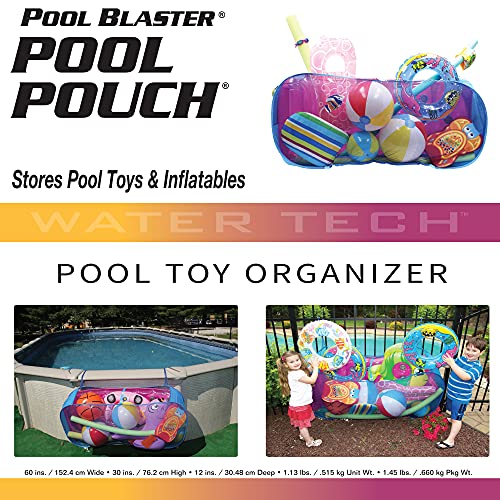 POOL BLASTER Water Tech Pool Pouch – Versatile Pool Storage for Floats, Balls, Inflatable Toys, Patio Accessories - Heavy Duty Reinforced Attaches to Pool Side, Fence or Free Standing