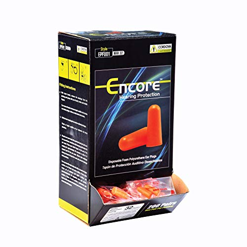 Cordova EPFU01 Encore Orange Foam Pu Ear Plugs, Uncorded, Nrr 33 Db, 200-Pack