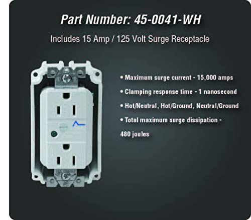 DATA COMM Electronics Media Plate with Duplex Surge Suppressor, White, 0 US