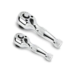 powerbuilt 640927 1/4-inch and 3/8-inch stubby ratchet set, 2-piece,silver