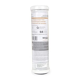 whirlpool under sink carbon block filter whkf-db1, nsf certified 0.5 micron rating reduces chlorine taste & odor, 6-month lasting life, use for home drinking water filtration or reverse osmosis system