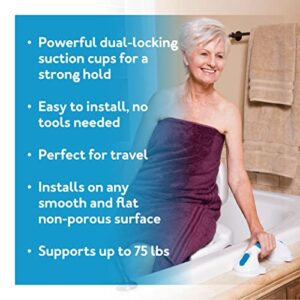 Carex Suction Shower Grab Bar – 12” Ultra Grip Shower Handle - Dual Locking Grab Bars for Bathtubs and Showers – Seniors, Disabled, Handicap, Elderly Assistance Product