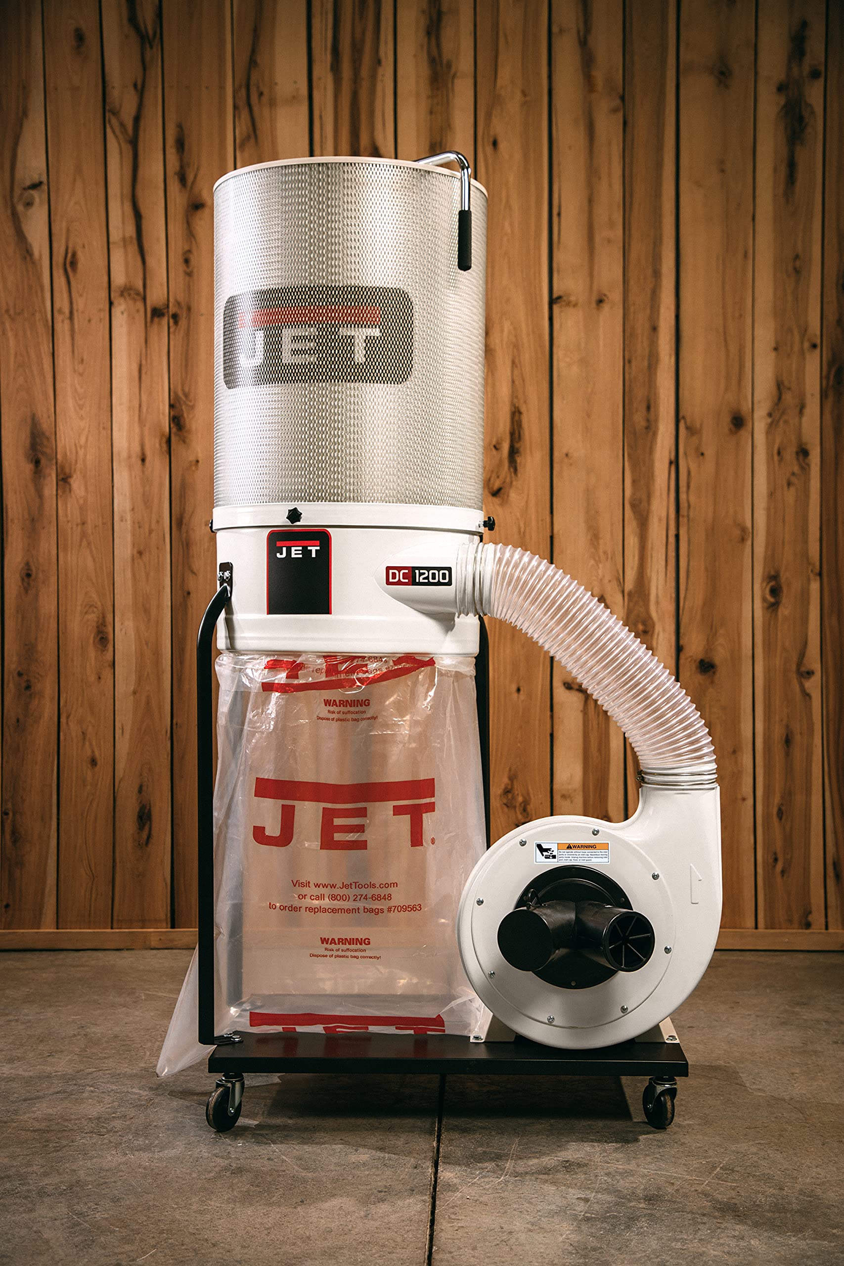 JET DC-1200VX-BK1 Vortex Cone Dust Collector, 30-Micron Bag Filter, 1200 CFM, 1Ph 230V (710701K)