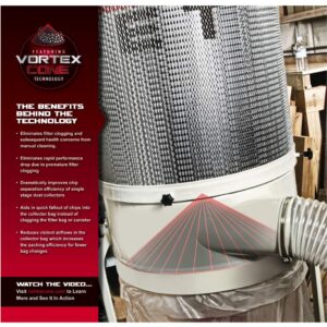 JET DC-1200VX-BK1 Vortex Cone Dust Collector, 30-Micron Bag Filter, 1200 CFM, 1Ph 230V (710701K)