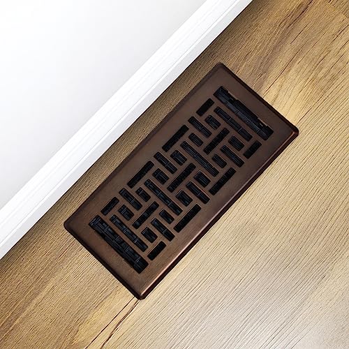 Decor Grates AJH410-RB Oriental Floor Register, 4x10 Inches, Rubbed Bronze Finish