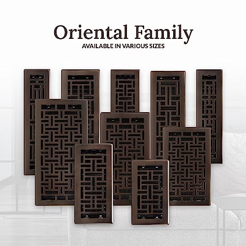 Decor Grates AJH410-RB Oriental Floor Register, 4x10 Inches, Rubbed Bronze Finish