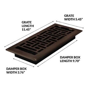 Decor Grates AJH410-RB Oriental Floor Register, 4x10 Inches, Rubbed Bronze Finish