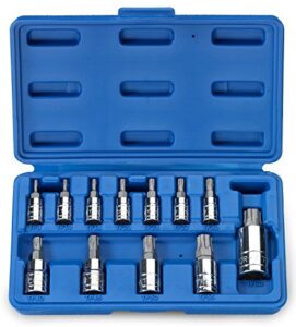 neiko 10086a 6 point torx plus bit socket set, 1/4-inch, 3/8-inch and 1/2-inch drive, tp8 - tp60, 12-piece